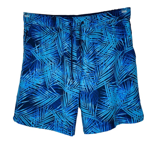 Speedo | Swim | Speedo Mens Lined Swim Trunks Size Zip Pocket Blue Palm ...